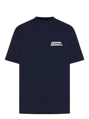 Balenciaga Balenciaga Men Men`S Medium Fit Masking Tape T-Shirt Blue