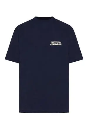 Balenciaga Men`s Medium Fit Masking Tape T-shirt - Blue