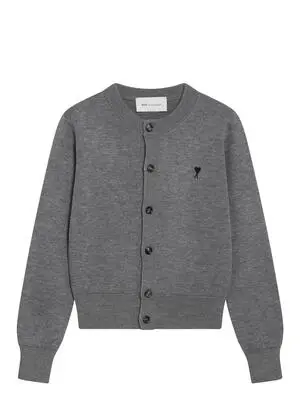 AMI AMI Grey De Coeur Wool Cardigan