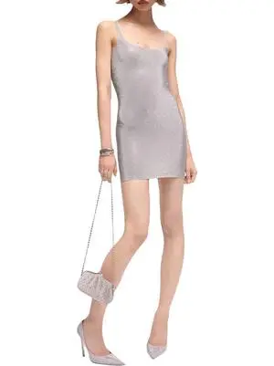 Gucci Embellished Stretch Nylon Jersey Dress - Silver