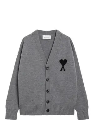 AMI Paris Wool Cardigan - Gray