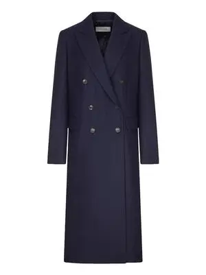 Dries Van Noten Navy Wool Double-breasted Long Coat - Blue