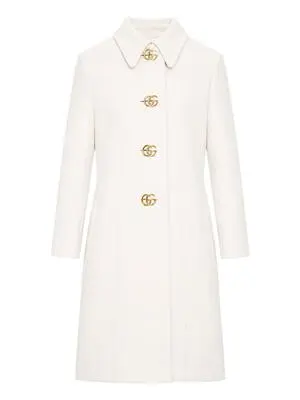 Gucci Wool Natté Coat With Double G Buttons - White