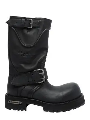 Balenciaga Balenciaga High-Top Leather Boots With Buckle Detail Black