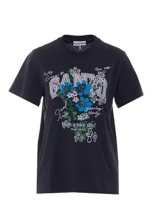 GANNI GANNI Graphic Print Organic Cotton T-Shirt