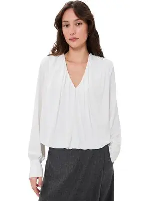 Vince V Neck Bubble Top - Ivory