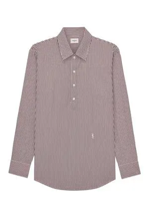 Saint Laurent Cassandre Cotton Shirt With Striped Pattern - Multicolor