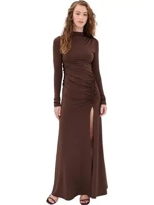 SEVEN WONDERS Lila Ruched Maxi Dress - Chocolate