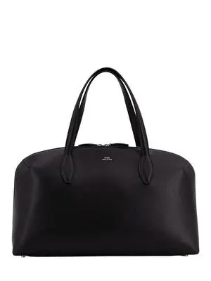 TOTEME Leather Handbag With Engraved Logo On The Front - Black