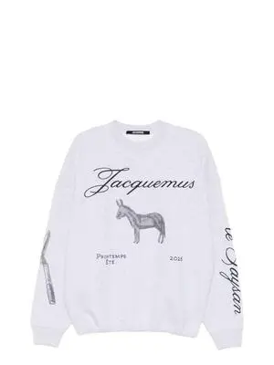 Jacquemus Jacquemus Men Jacquard Sweatshirt With Graphic Print Gray