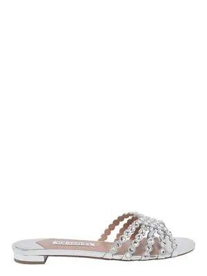 AQUAZZURA Tequila Flat Sandals - Silver
