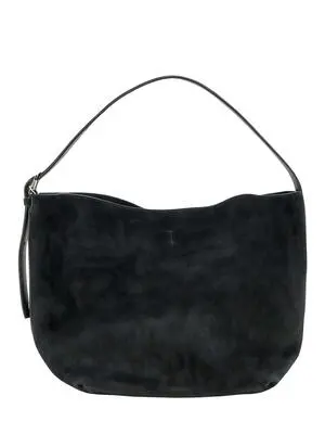 TOTEME Medium Belted Suede Shoulder Bag - Black