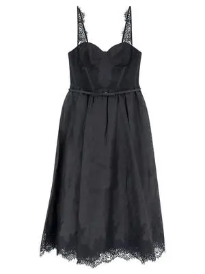 Zimmermann Valiant Midi Dress In Linen And Silk Blend - Black
