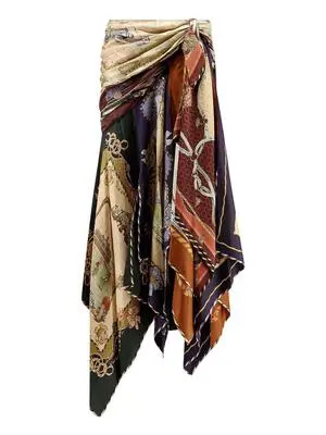 Zimmermann Valiant Draped Scarf Silk Long Skirt - Multicolor