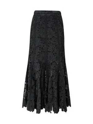 SELF-PORTRAIT Lace Midi Skirt - Black