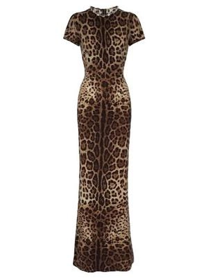 Dolce & Gabbana Embellished Leopard-print Silk-blend Gown - Brown