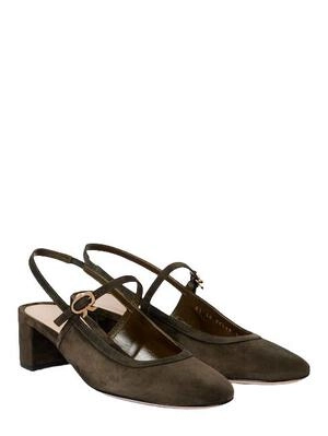GIANVITO ROSSI Leather-trimmed Suede Slingback Pumps - Brown