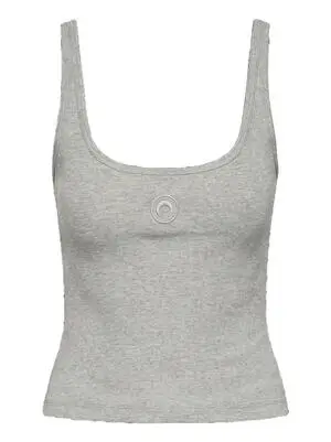 MARINE SERRE Moon Logo Ribbed Cropped Tank Top - Gray