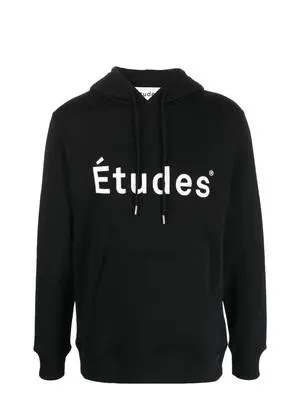 ETUDES Tudes Studio Logo Printed Drawstring Hoodie - Black