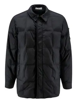 Stone Island Stone Island Men Garment Dyed Crinkle Reps Ny  Recycled Nylon Down Jacket With Side Logo Patch Black