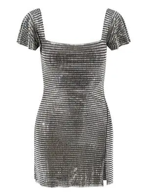 SELF-PORTRAIT Short Tulle Dress With Rhinestones - Gray
