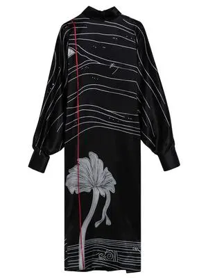FERRAGAMO Silk Satin Midi Dress - Black