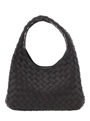 Bottega Veneta Campana' Shoulder Bag Small With Two Top Handles And Intreccio Motif In Leather For - Brown