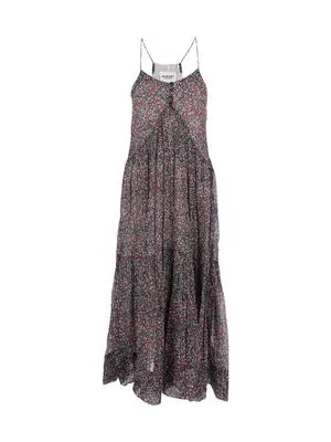 Isabel Marant Étoile Long Dress 'sabba' With Straps And All-over Cotton Motif For - Multicolor