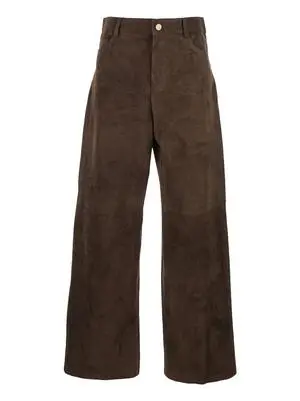 Max Mara 'S Maxmara Women 'Fulmine' Brown Pants With Logo Patch On The Rear In Suede Woman Multicolor