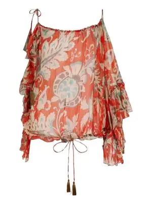 Etro Single-sleeve Silk Top With Floral Motif - Multicolor