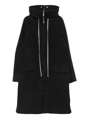 Rick Owens Tower Oversized Parka In Brushed Twill - Black