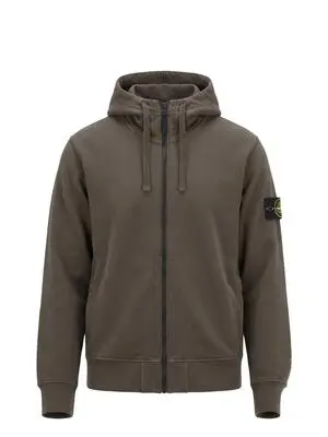 Stone Island Stone Island Men Oversized Organic Cotton Fleece Zip-Up Hoodie With Pockets Gray