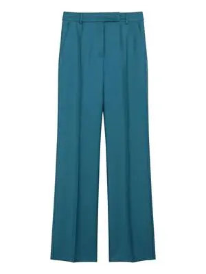 Max Mara Max Mara Turquoise Wool And Silk-Blend Trousers Women Blue