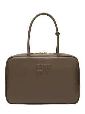 Miu Miu Beau Large Bag In Tundra-colored Leather - Green