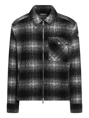 Moncler Check-pattern Wool-blend Jacket - Black