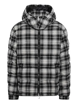 Moncler Ivory Check-pattern Down Jacket - Black