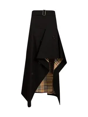 Burberry Heather Asymmetrical Trench Skirt - Black