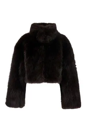 ROTATE BY BIRGER CHRISTENSEN Rotate Women Faux Fur Cropped Jacket With Synthetic Fur And Brown Polyester Material For Women Multicolor