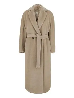 Max Mara S 'tabarin' Beige Coat With Notched Revers And Belt Closure On The Front In Wool For - Multicolor