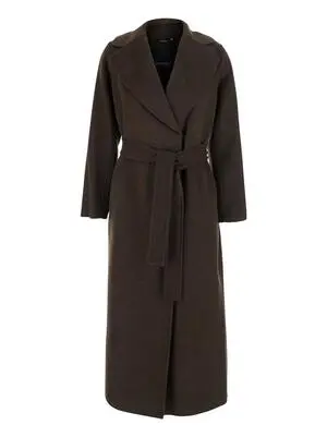 Max Mara S 'pace' Brown Coat With Notched Revers And Front Belt Closure In Wool For - Multicolor