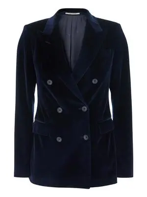 Tagliatore Parigi' Blue Double.breasted Jacket With Peak Revers In Blue Velvet For - Multicolor