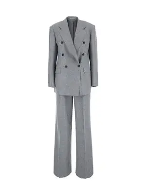 Tagliatore Loreley' Double-breasted Suit With Check Motif In Wool Blend For - Gray