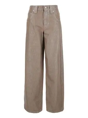 Brunello Cucinelli Brunello Cucinelli Women Beige Jeans With Faded Effect And Logo Patch On The Back In Denim For Women Multicolor