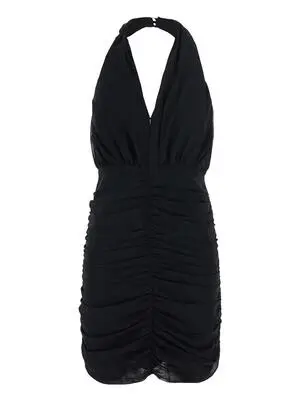 ROTATE BY BIRGER CHRISTENSEN Rotate Women Black Mini Dress With V-Neck And Hidden Zip Closure At The Back In Tech Fabric For Women Multicolor