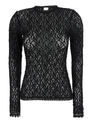 Isabel Marant Étoile Brany' Top With All-over Lace Trim In Cotton Blend For - Black