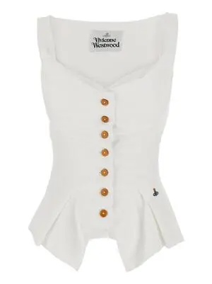 VIVIENNE WESTWOOD Vivienne Westwood Women White Top With Button Closure And Logo On The Front In Cotton For Women Multicolor