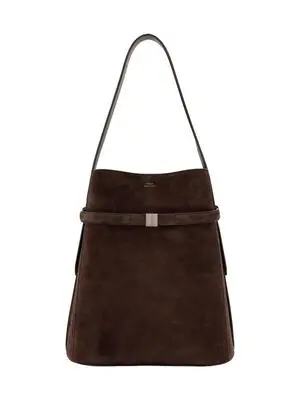TOTEME Suede Belted Bucket Bag - Brown