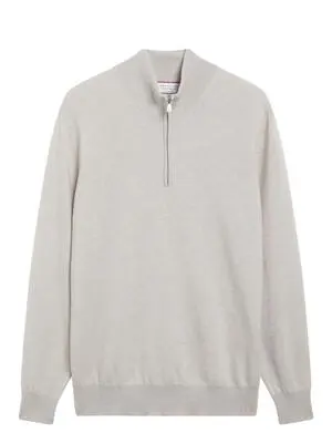 Brunello Cucinelli Brunello Cucinelli Sand Cashmere Half-Zip Turtleneck Sweater Men Cream