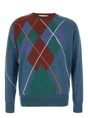 VIVIENNE WESTWOOD Vivienne Westwood Men Multicolor Crewneck Sweater With Argyle Motif Logo On The Front In Wool For Men Multicolor