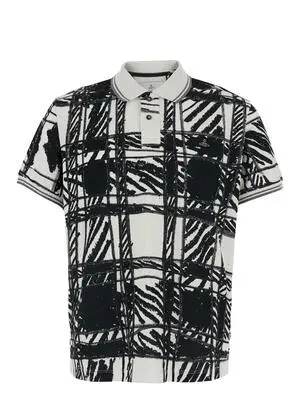 VIVIENNE WESTWOOD Vivienne Westwood Men Black And White Polo Shirt With All-Over Print And Embroidered Logo In Cotton For Men Black